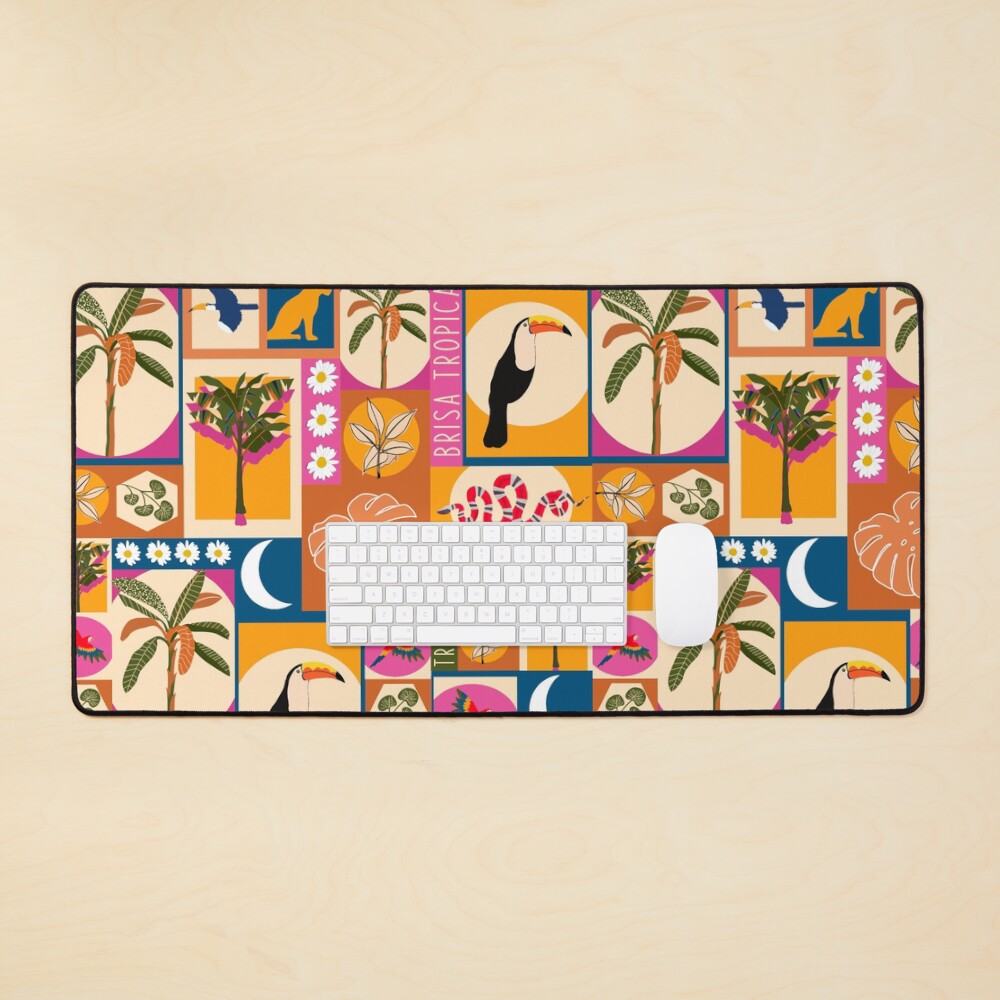 "tropical illustrated pattern with animals and plants " Sticker for ...