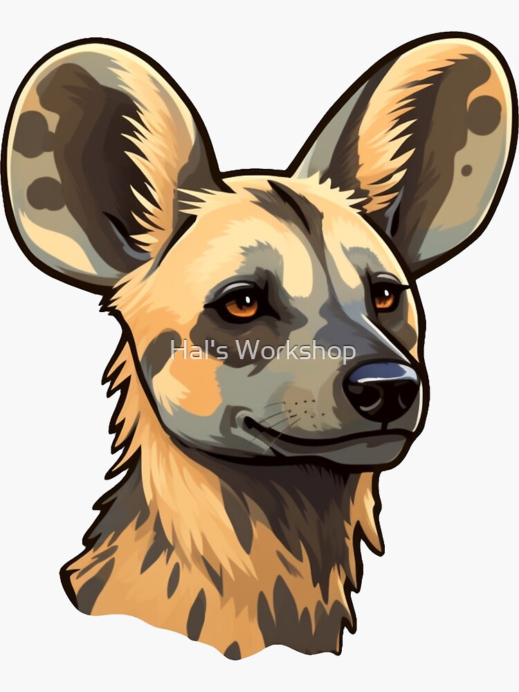 "Cartoon African Wild Dog" Sticker for Sale by halsworkshop | Redbubble