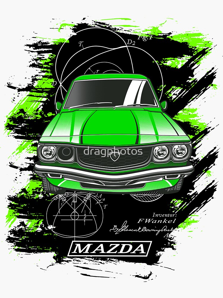 "RX3 Green Retro Vintage Mazda Rotary Powered Wankel JDM" Sticker for ...