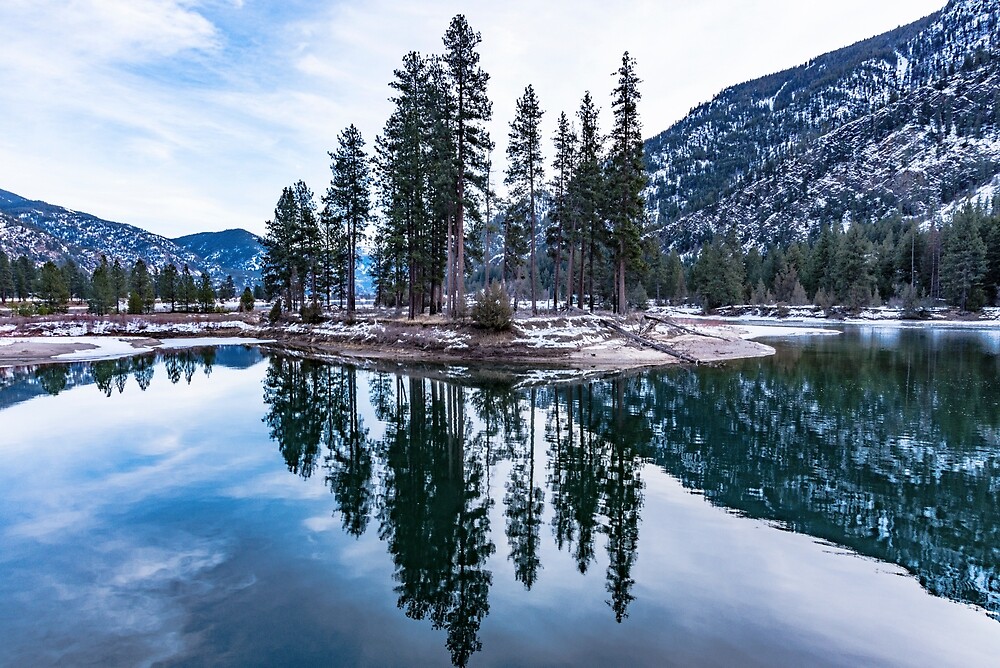 «Reflexión de la isla (Clark Fork River, condado de Sanders, Montana ...
