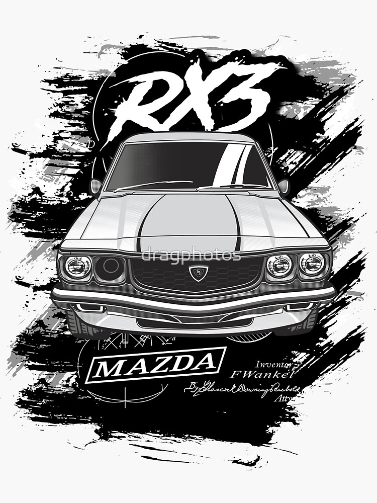 "Silver Rx3 Retro Vintage Mazda Rotary Powered Wankel JDM" Sticker for ...
