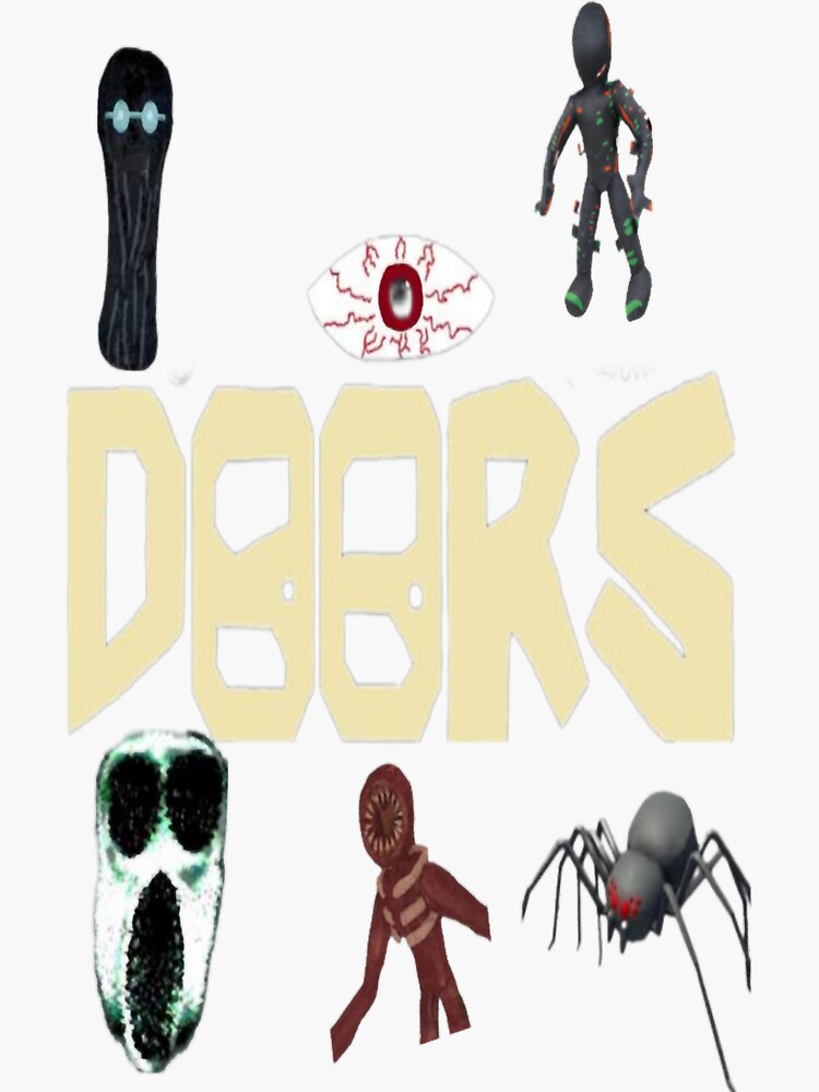 "Roblox doors game logo with some characters " Sticker for Sale by ...