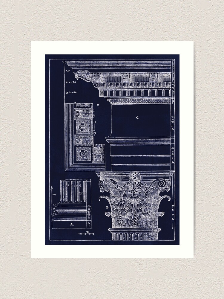 "Ancient Corinthian Capital architectural plan blueprint drawing" Art ...