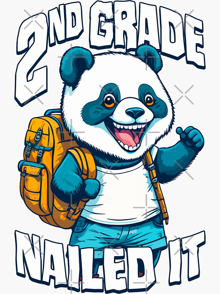 "2nd Grade Nailed It Funny Happy Panda Boy Graduation" Sticker for Sale ...