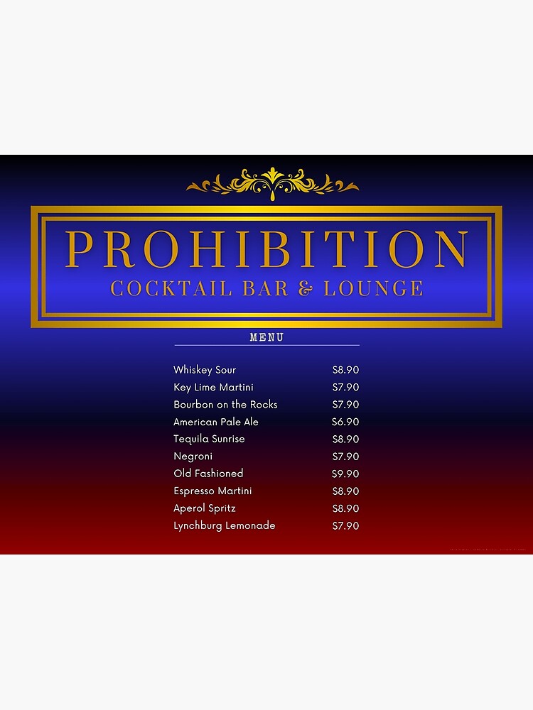 "Prohibition Cocktail Bar and Lounge sapphire blue and oxblood red ...