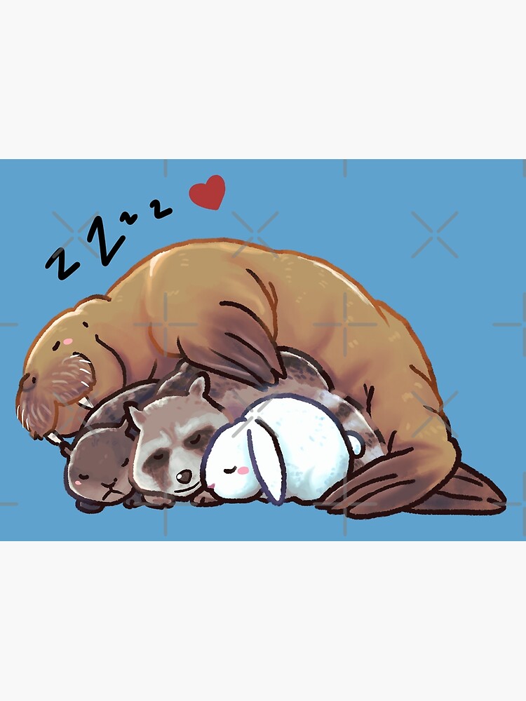 "Rocket Teefs Lylla Floor Sleeping Cuddling Animals gotg" Greeting Card ...