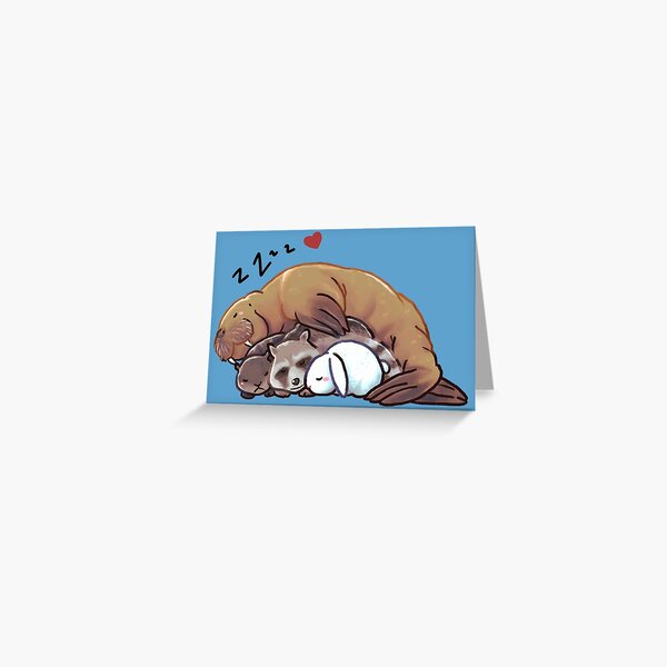 "Rocket Teefs Lylla Floor Sleeping Cuddling Animals gotg" Greeting Card ...