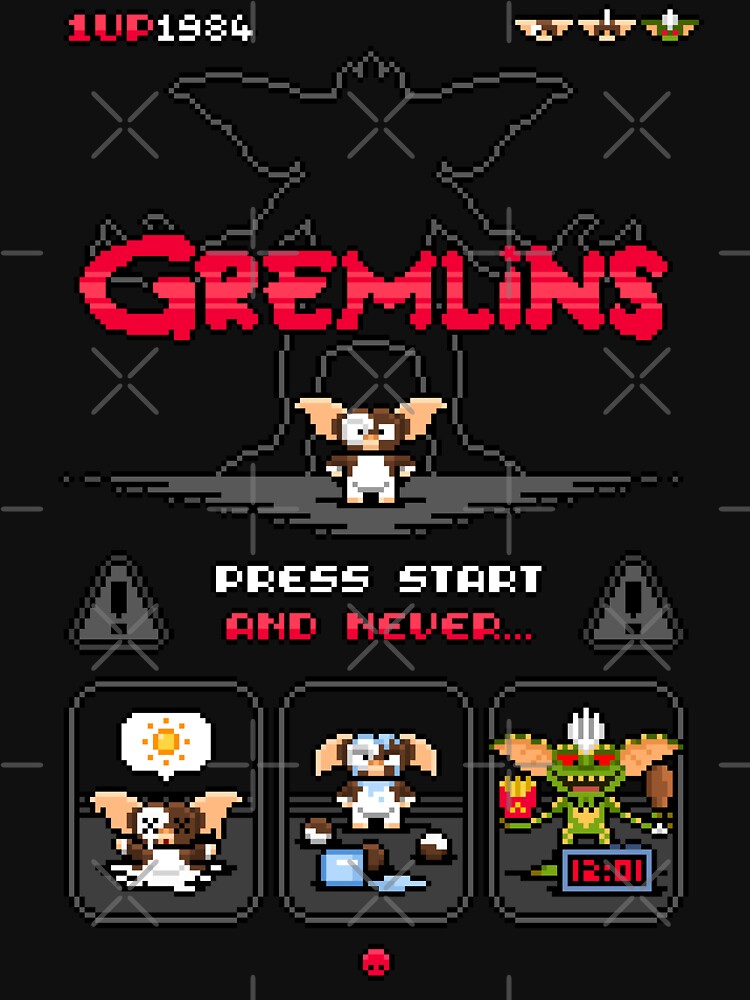 "Gremlins - Press Start Pixel Art" T-shirt for Sale by theoluk ...