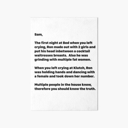 "Jersey Shore Letter to Sam Anonymous" Art Board Print for Sale by ...