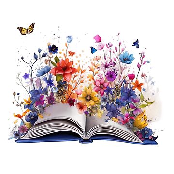 "Open book with flowers 5" Sticker by MONDOPLY | Redbubble