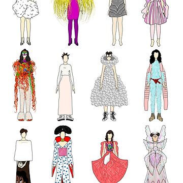"Outfits of Bjork Fashion" Sticker for Sale by Notsniw Art | Redbubble