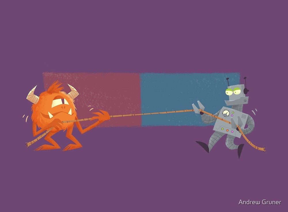 "Monster vs. Robot" by Andrew Gruner | Redbubble