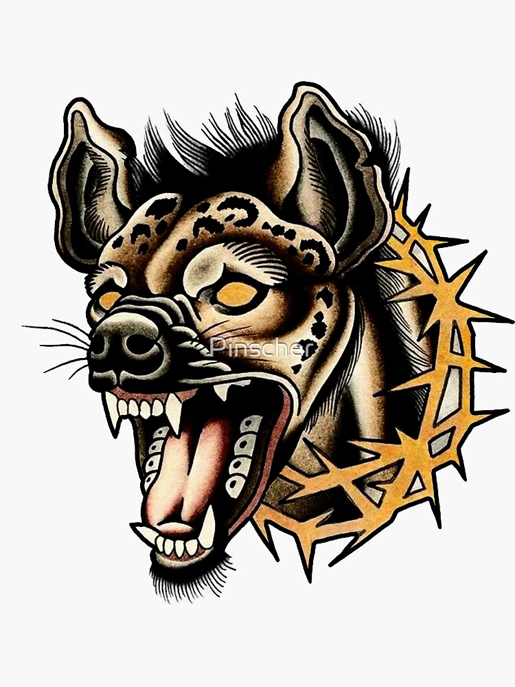 "Traditional Hyena Tattoo" Sticker for Sale by Pinscher | Redbubble