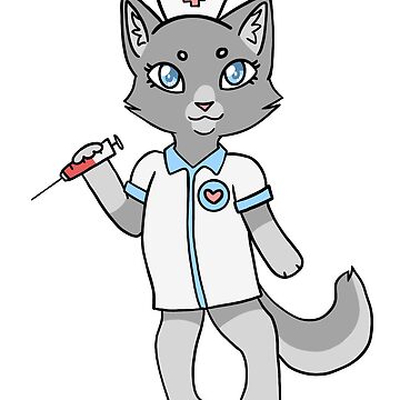 "NURSE CAT" Sticker for Sale by goodnight-minty | Redbubble
