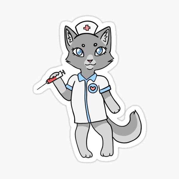 "NURSE CAT" Sticker for Sale by goodnight-minty | Redbubble