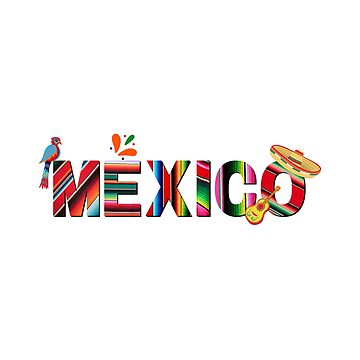 "Mexico Word, colorful text with Mexican fabric." Sticker for Sale by ...