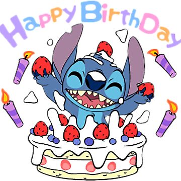 "Stitch wishes you happy birthday" Art Board Print by Lizgonzalez09 ...