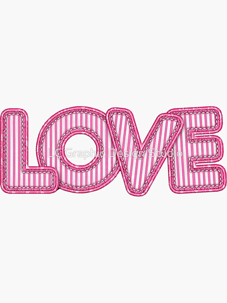 "Pink Striped Love Word Art" Sticker for Sale by FudgePudge | Redbubble
