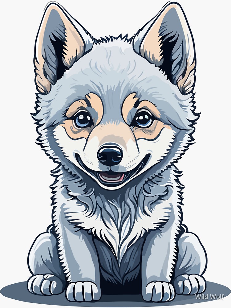 "Playful Wolf Cub" Sticker for Sale by ArcticWolf-Art | Redbubble