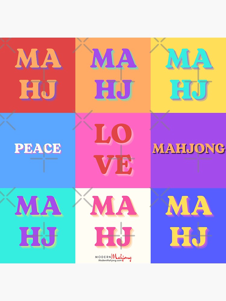"Mahjong MAHJ Mah Jongg Peace Love Mahjong Pop Art" Sticker for Sale by ...