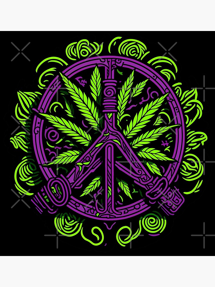 Peace Logo Weed Peace Alien Weed Vinyl Decal, Marijuana, Flying