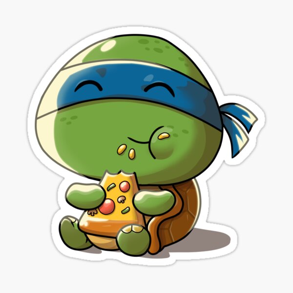 "Mini Turtle Eating Pizza" Sticker by AlfredR | Redbubble