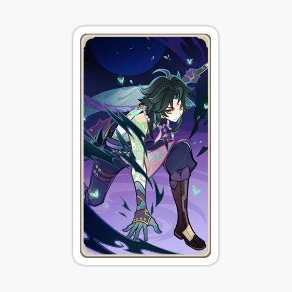 "Genshin Impact Xiao Card" Sticker for Sale by HuckleberryArts | Redbubble