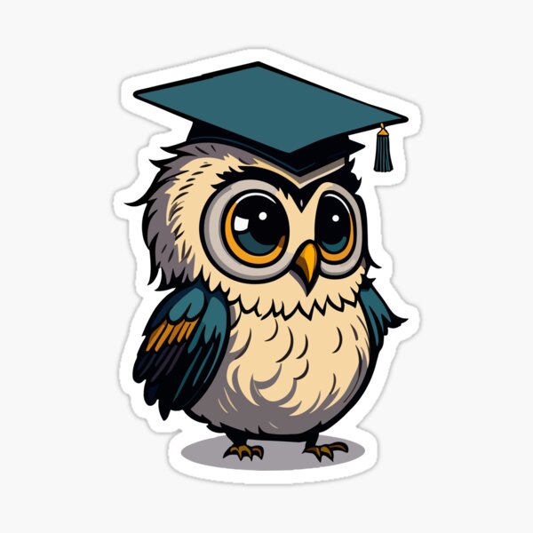 "Cute Owl Graduation Cap Topper Cartoon" Sticker for Sale by Zazizu | Redbubble