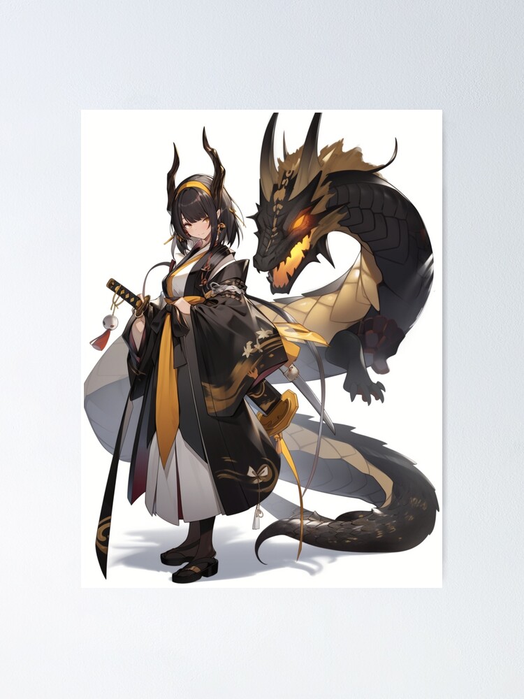 "Warrior Anime Girl with a Dragon: Powerful Heroine in an Epic Fantasy ...