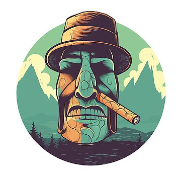 Pegatina for Sale con la obra «Moai fumando» de Qhapaq-DesingCo | Redbubble