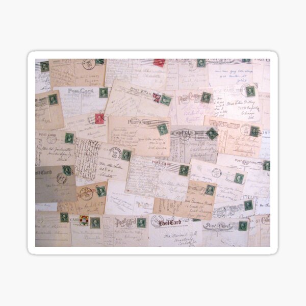 "Scattered Antique Posted Postcards" Sticker by collageDP | Redbubble