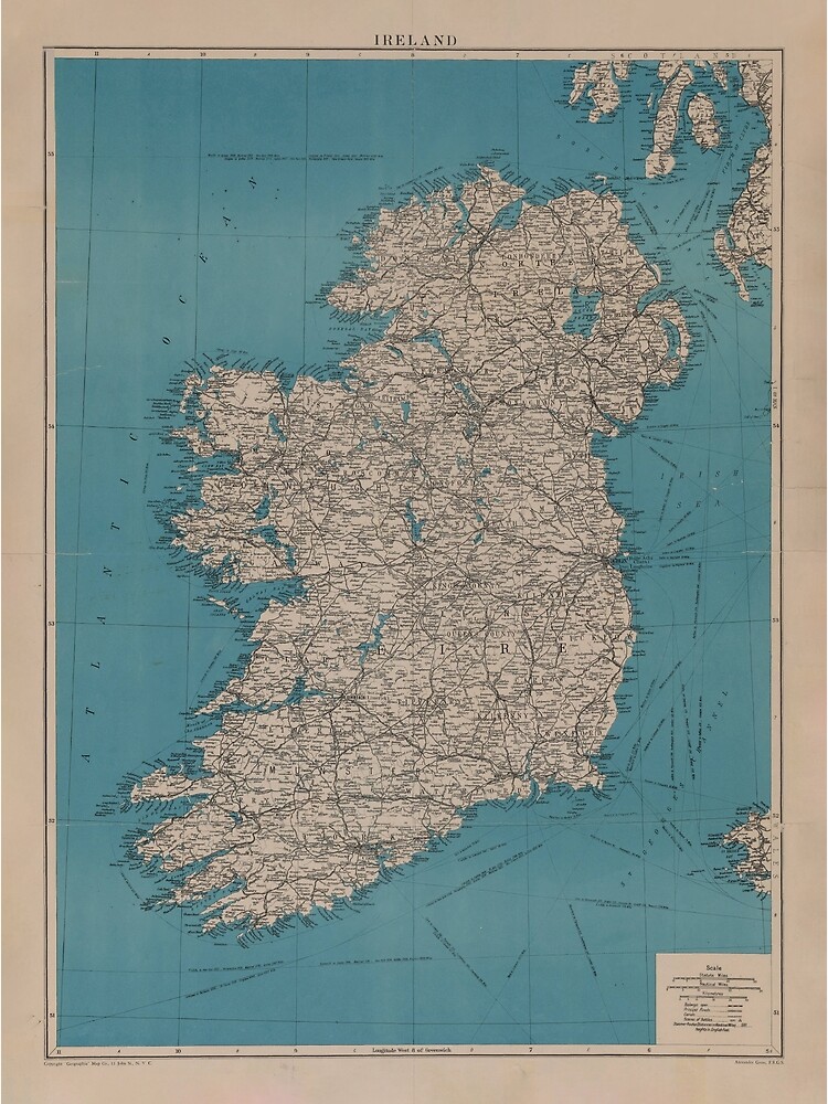 "Vintage Ireland Map (1925) Old Irish British Isle Atlas" Poster for ...