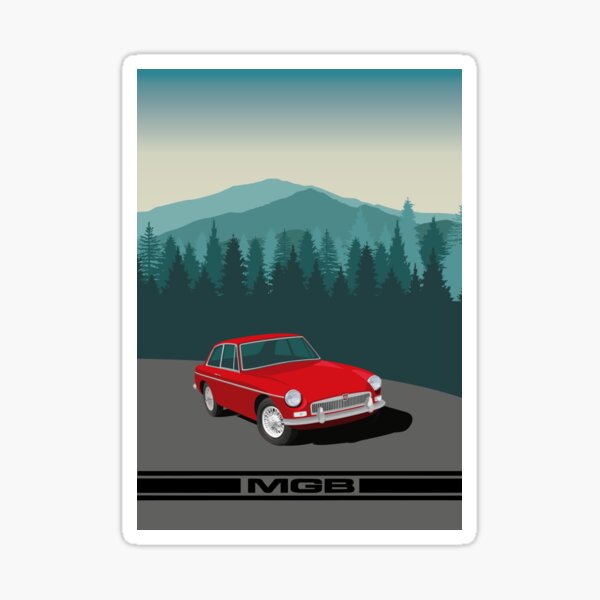 "MGB GT Post-Card Style Poster" Sticker for Sale by NickShirrell ...