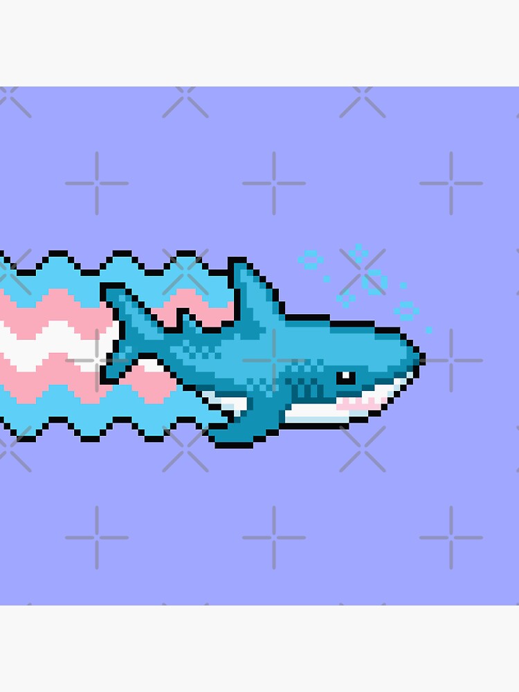 "Blahaj Trans Pride Pixel Art" Pin for Sale by XE3EP-Pixel-Art | Redbubble