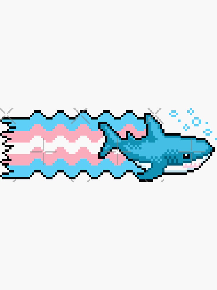 "Blahaj Trans Pride Pixel Art" Sticker for Sale by XE3EP-Pixel-Art ...