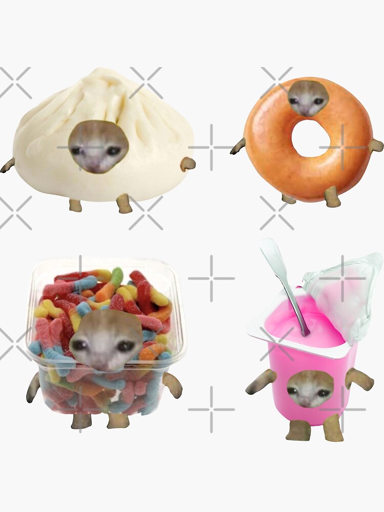 "Food Cat Meme vr 2" Sticker for Sale by Ka Bong | Redbubble