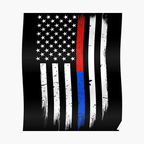 "First Responders Thin Red Blue Line Flag" Poster for Sale by ...