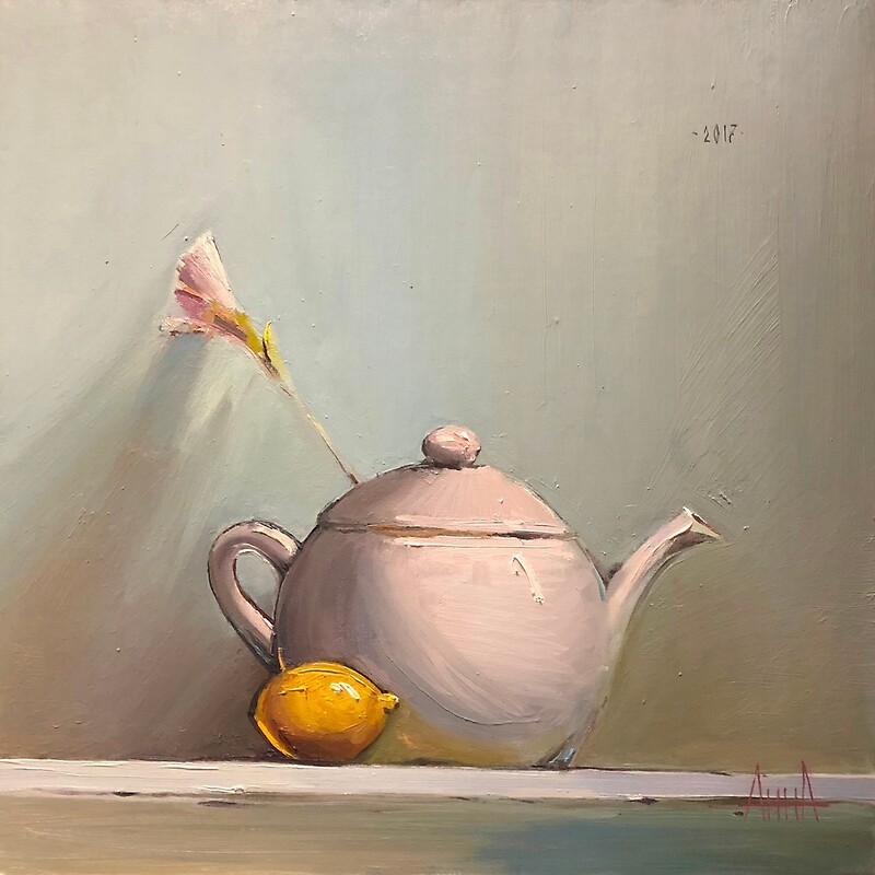 "kettle and lemon, still life painting" by Ranisha | Redbubble