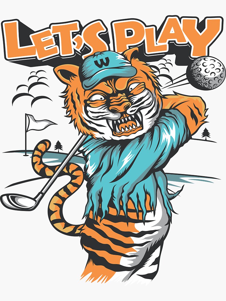"Tiger Golf - Modern Design - Many Colors " Sticker by Vdreamp | Redbubble