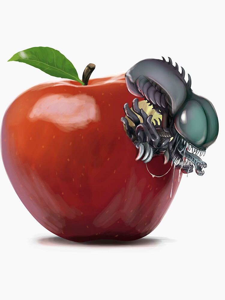 "Alien apple." Sticker by giroillustrator | Redbubble