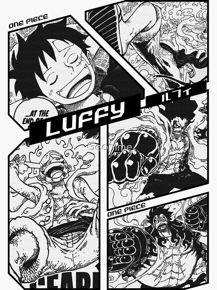 "Luffy - One Piece Manga Frame - black version" Sticker for Sale by ...