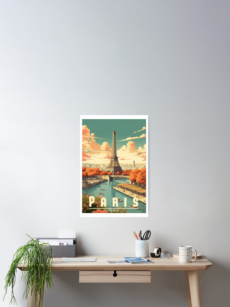 "Vintage travel poster Paris - Romantic design of the city of love" Poster by StrasserArt ...
