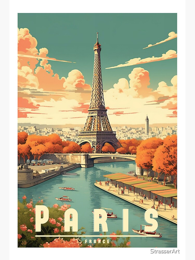 "Vintage travel poster Paris - Romantic design of the city of love" Art Board Print by ...