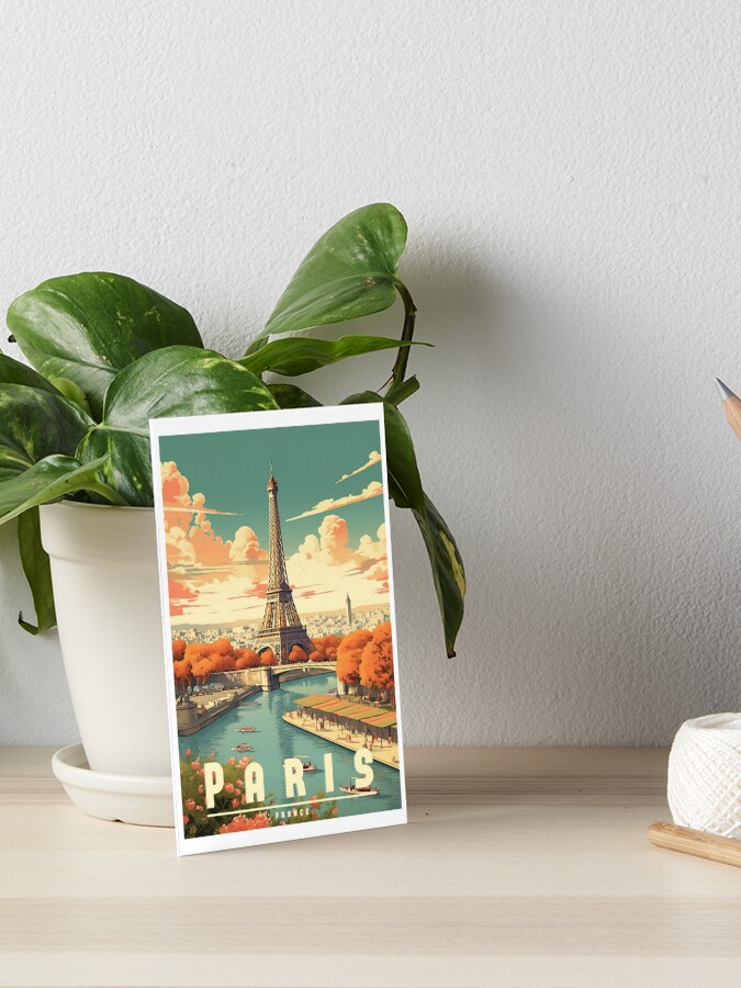 "Vintage travel poster Paris - Romantic design of the city of love" Art Board Print by ...