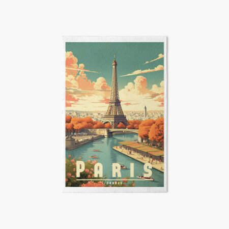 "Vintage travel poster Paris - Romantic design of the city of love" Art Board Print by ...