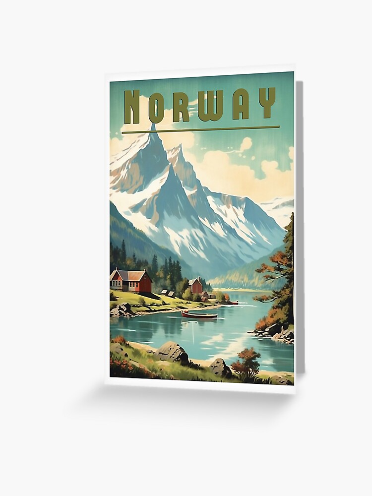 "Vintage Norway travel poster - Fascinating design of the Scandinavian ...