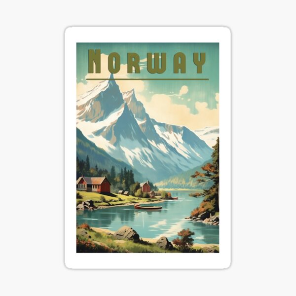 "Vintage Norway travel poster - Fascinating design of the Scandinavian ...