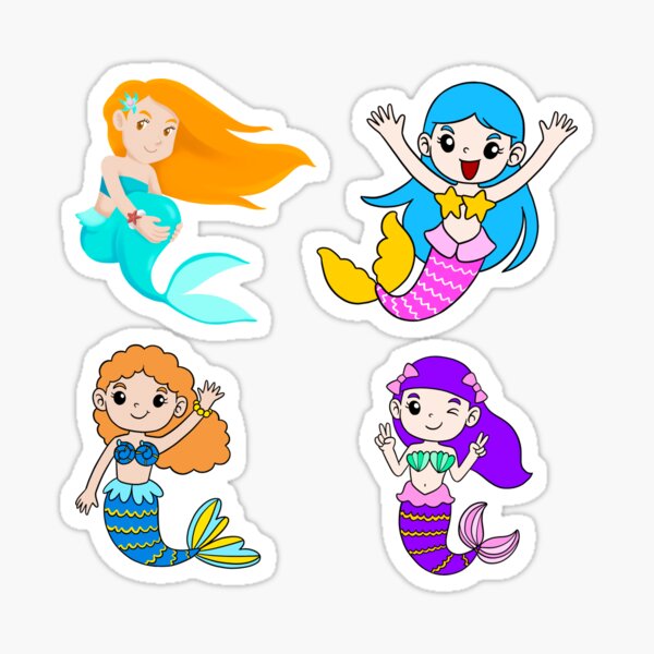 "Cute Little Mermaid Stickers" Sticker for Sale by Acconite | Redbubble