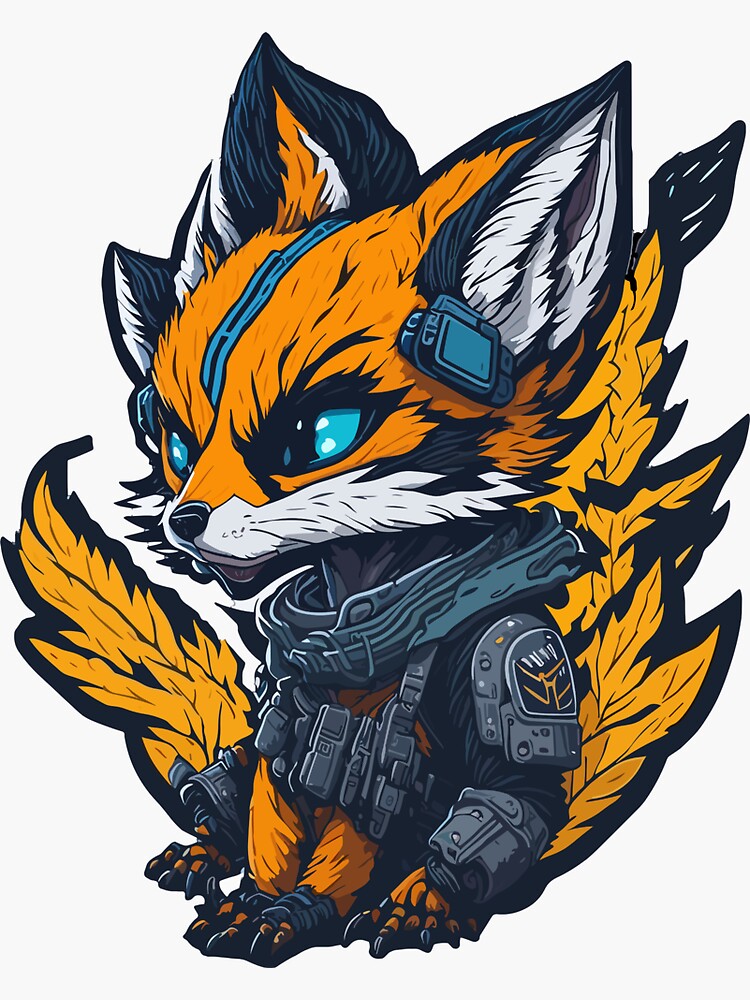 "Cute Fox Soldier Cyber PunK" Sticker for Sale by CPunK- | Redbubble