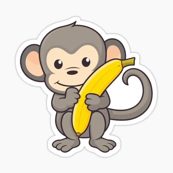 "Cute Monkey Holding Banana" Sticker for Sale by Ayzenstickers | Redbubble